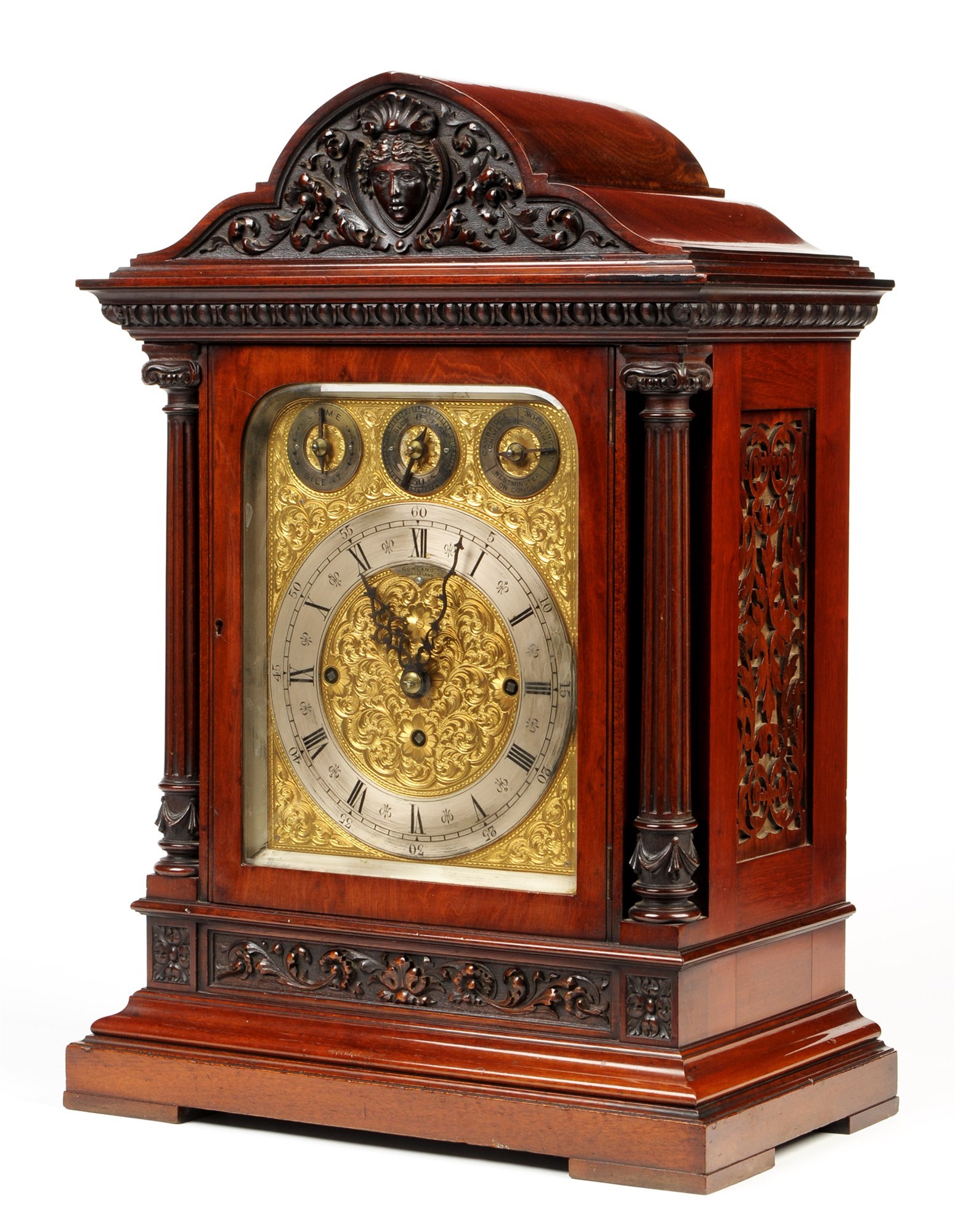 Lot 1215 - An Edwardian mahogany chiming bracket clock,