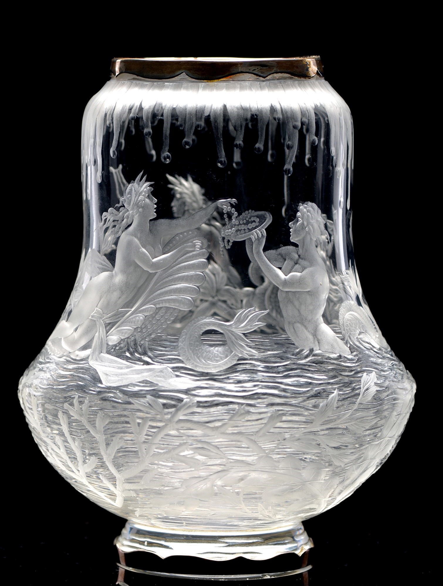 Lot 222 - ''Rock Crystal'' style engraved glass vase,