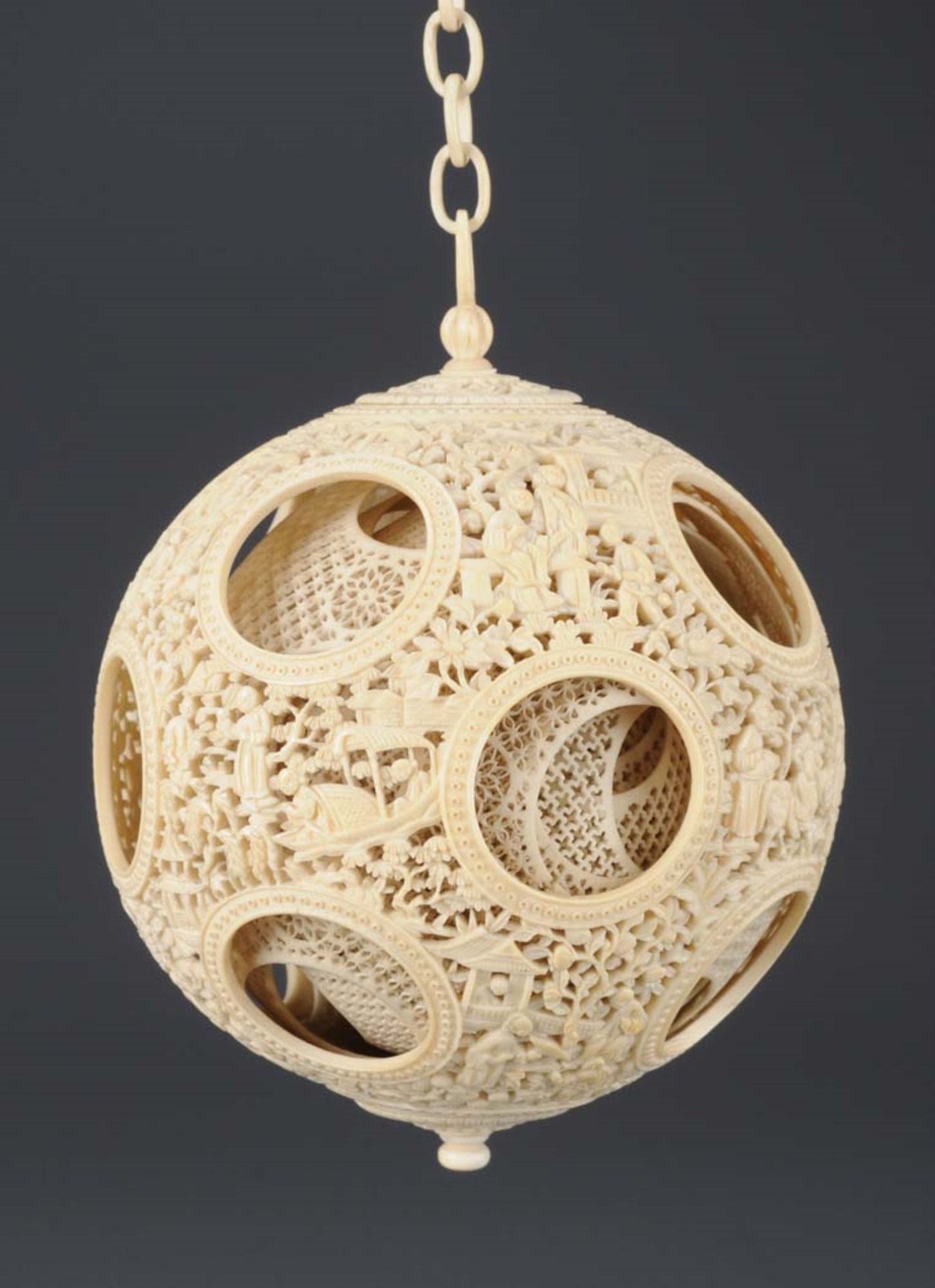 Lot 353 - An finely carved ivory puzzle ball,