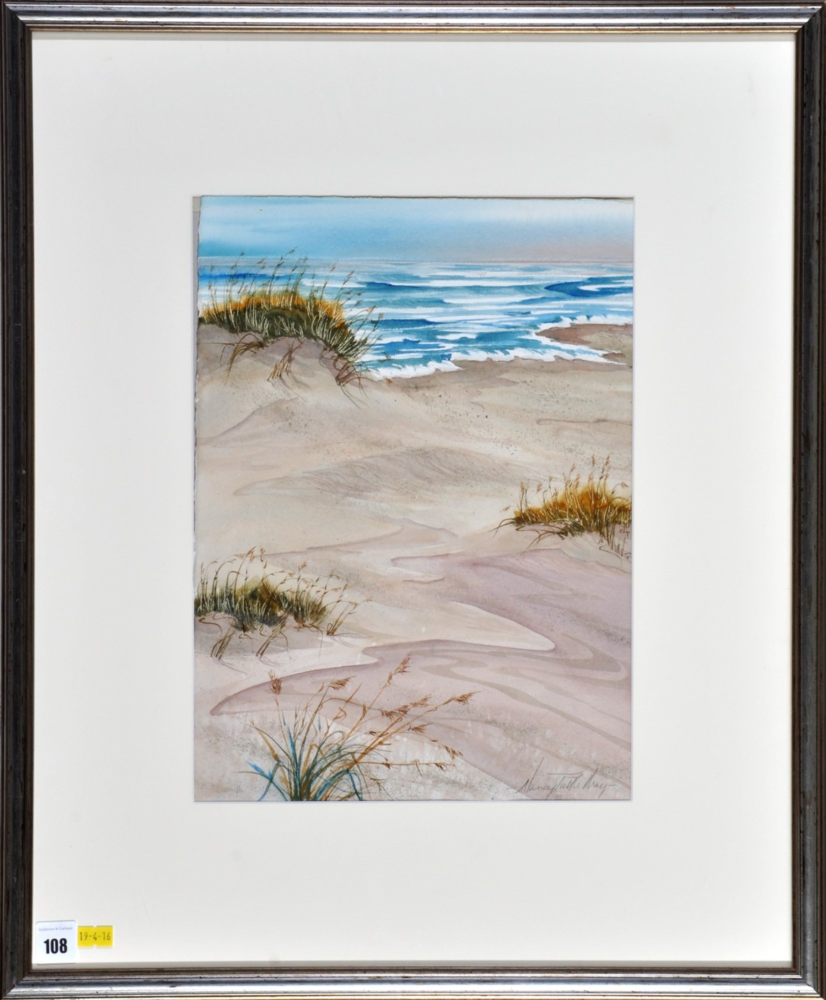 Lot 108 - Nancy Tuttle May Waves breaking on a beach