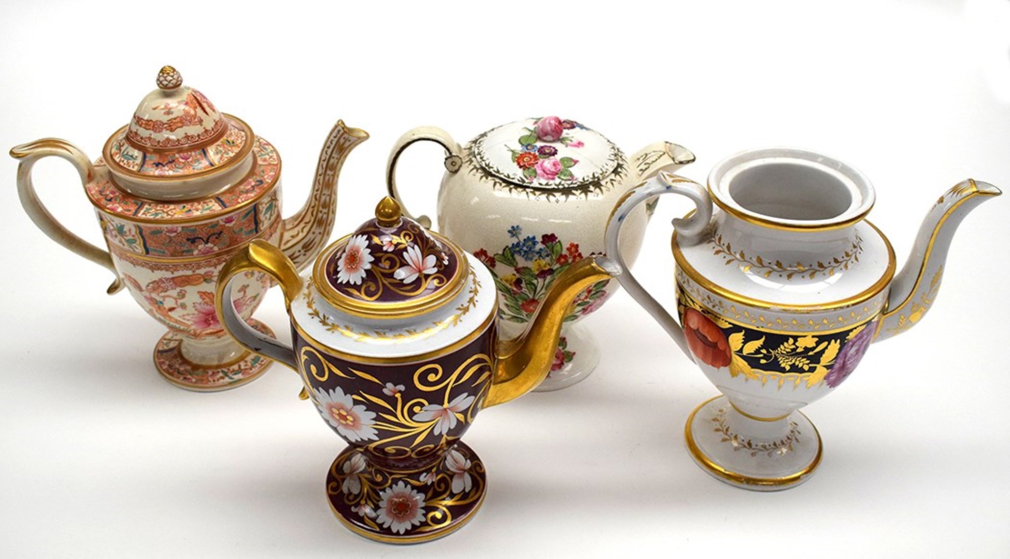 Lot 9 - Bone china coffee pot, c.1820, decorated