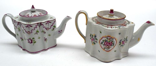 Lot 69 - A hard paste porcelain commode-shaped teapot,