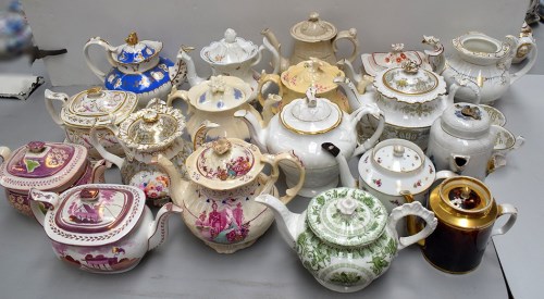 Lot 166 - Eighteen teapots, 19th Century, one on stand