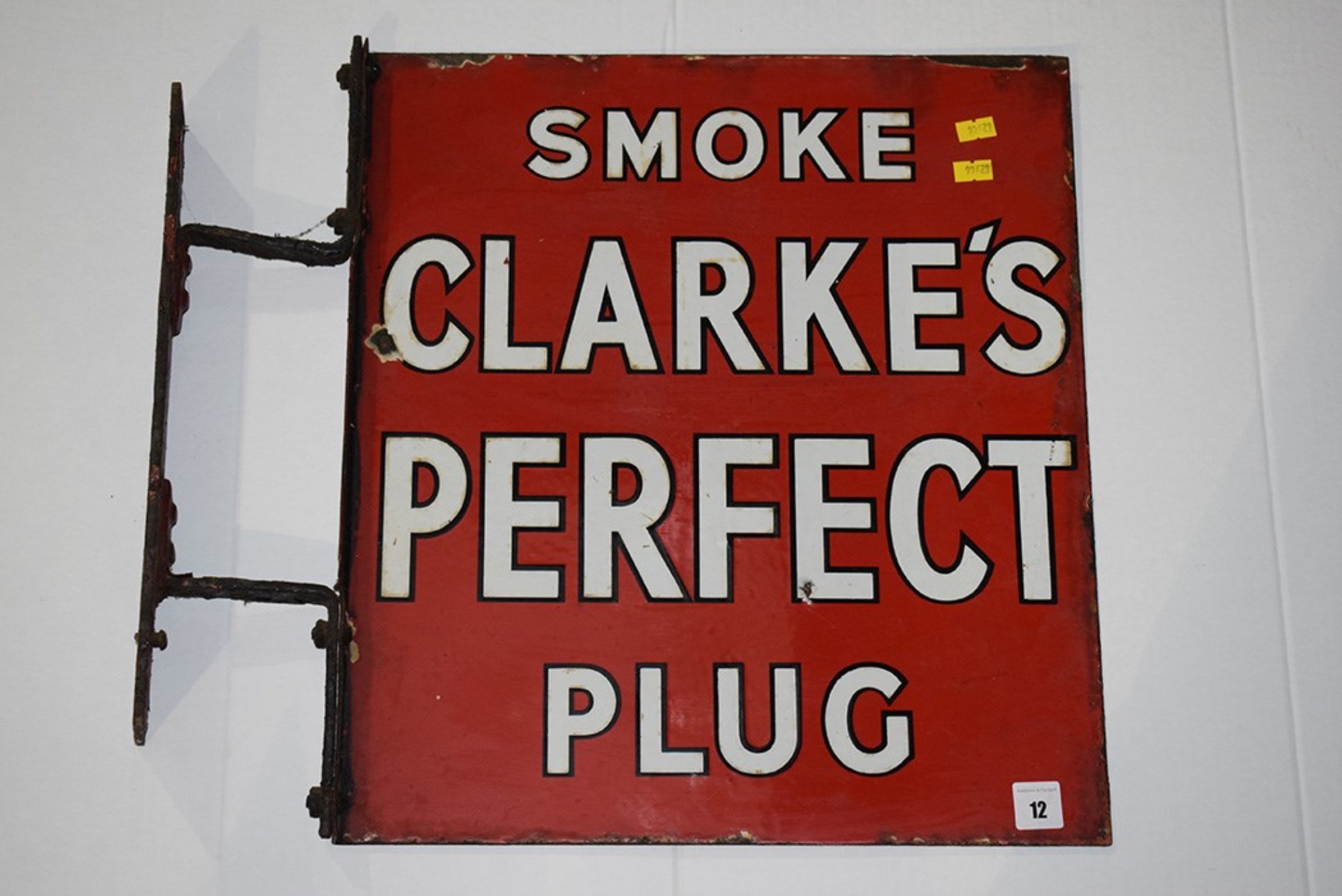 Lot 12 - 'Clarks Cigarette' enamel advertising sign,