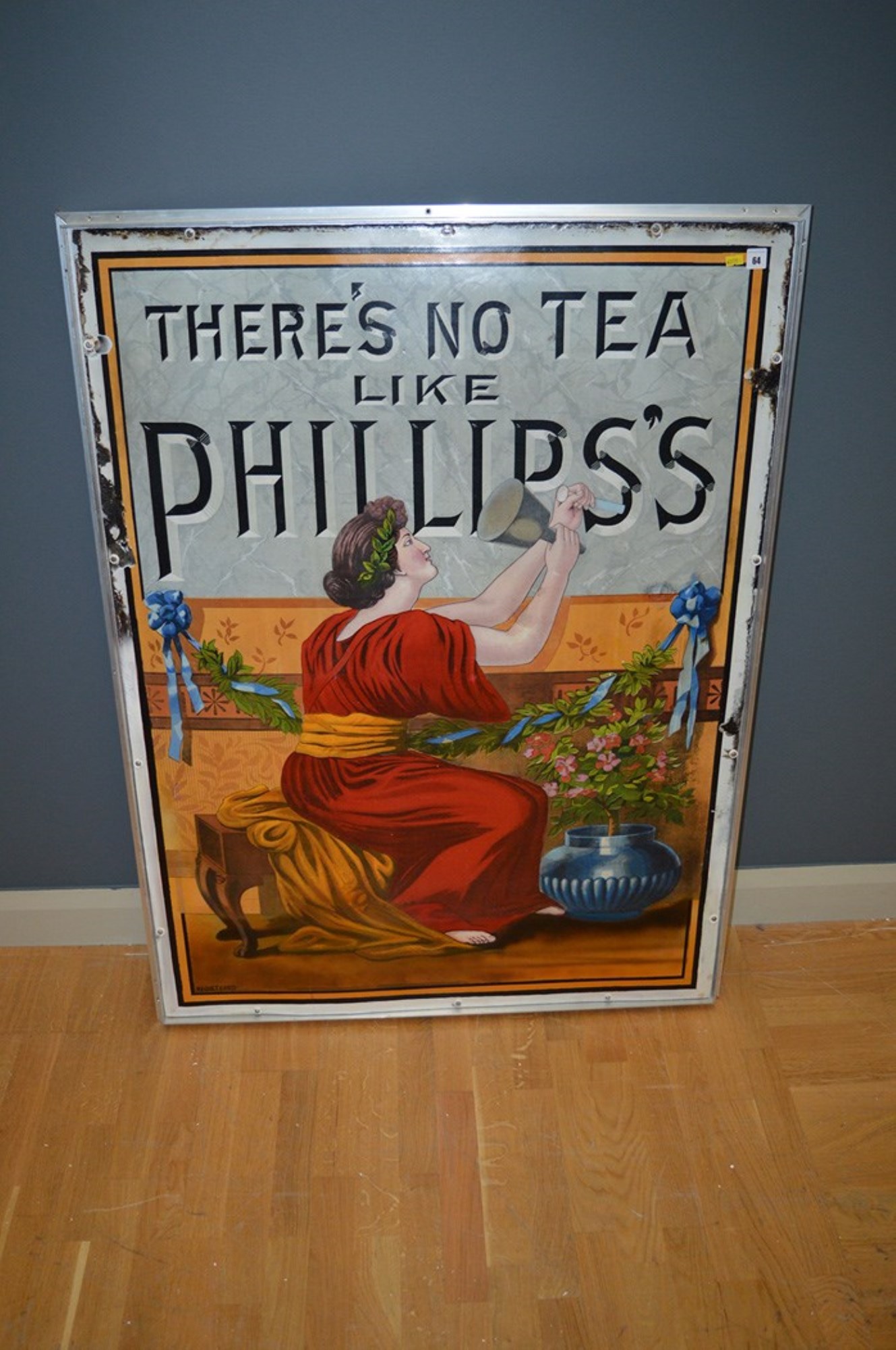 Lot 64 - 'Phillips's Tea' enamel advertising sign,