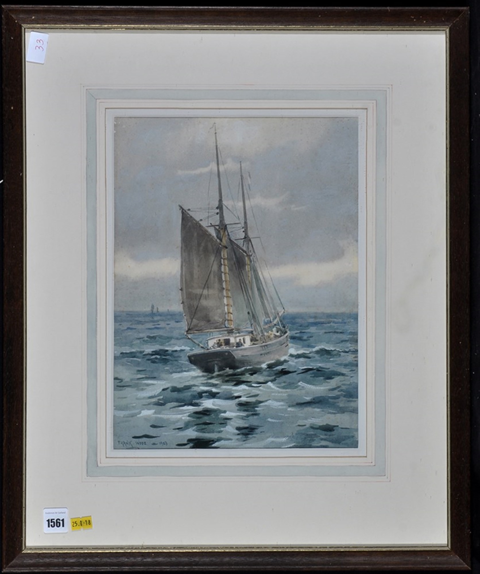 Lot 1561 - Frank Watson Wood - a schooner-rigged