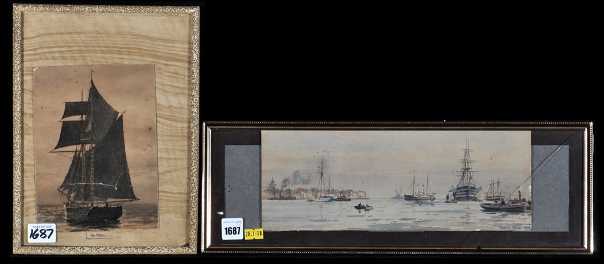 Frank Watson Wood - a busy harbour - auctions & price archive