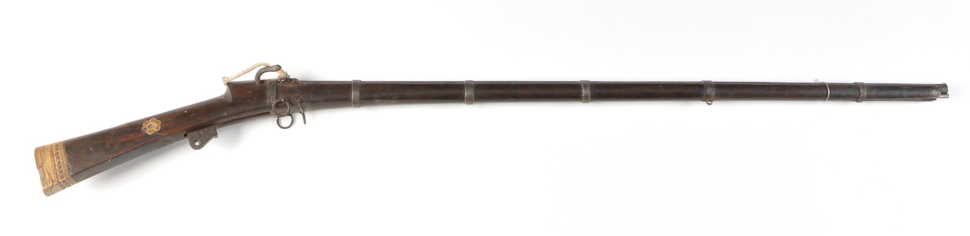 Lot 483 - A 19th Century Turkish matchlock jezail,