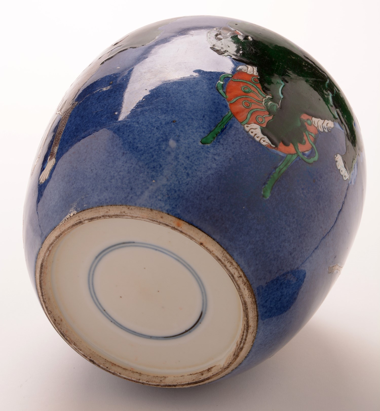 Lot 9 - A Chinese powder blue ground ginger jar and.