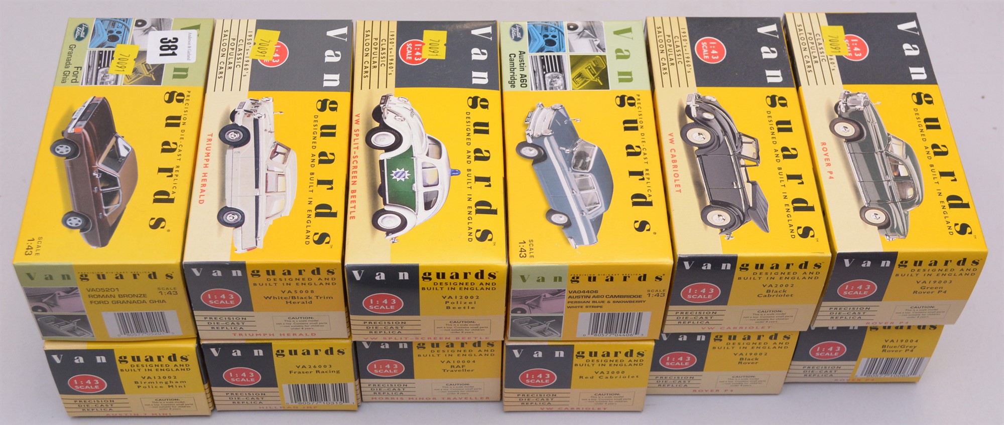 Lot 381 - Vanguards diecast model cars in boxes. (12)