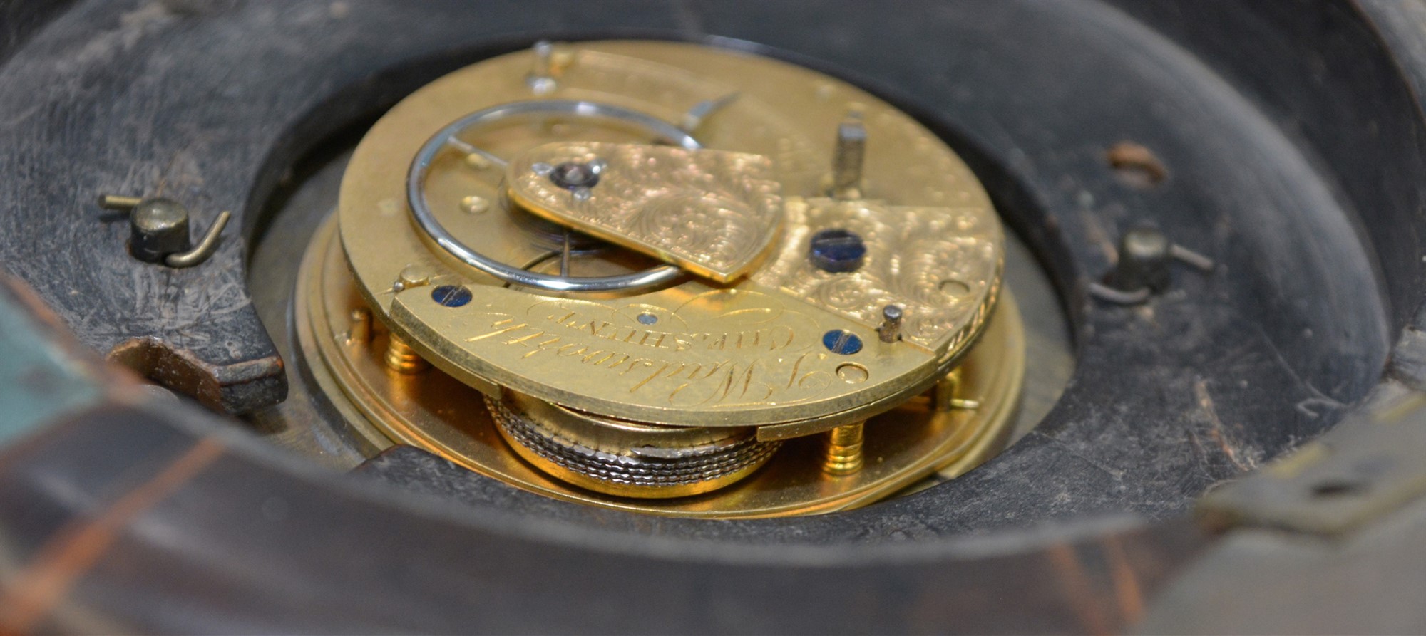 Lot 742 - Sedan clock with watch movement.