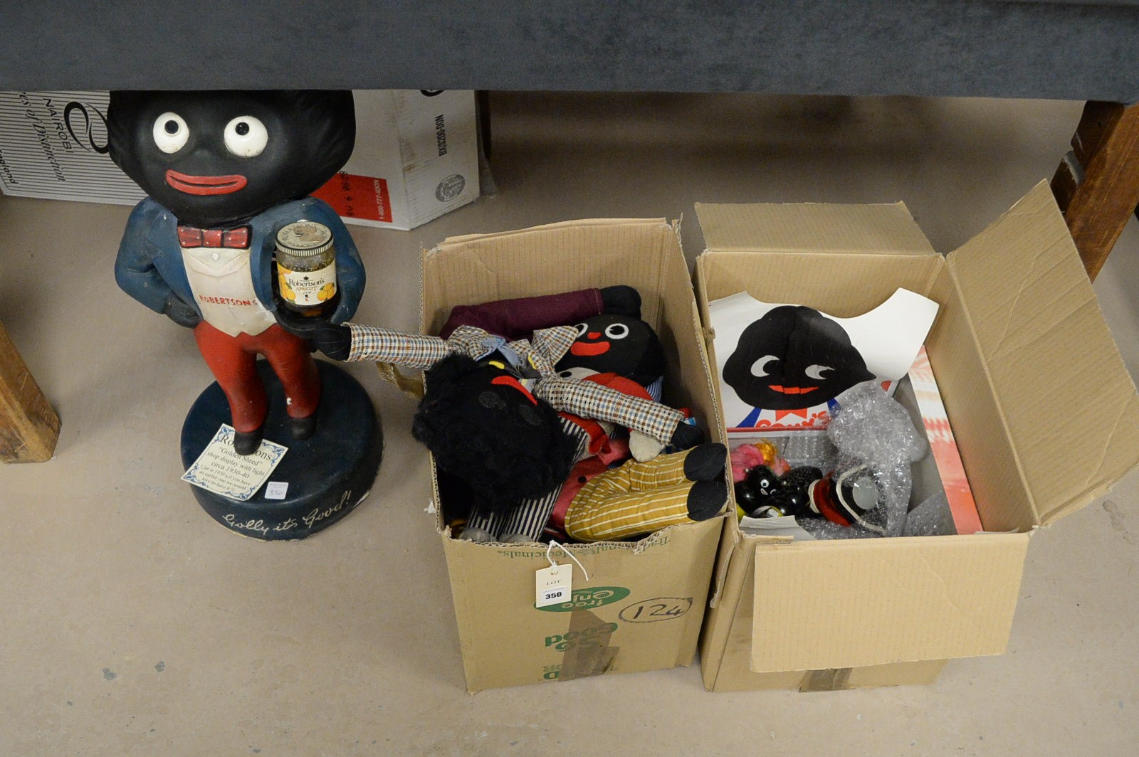 Lot 350 - Golly shop display and box of Golly dolls