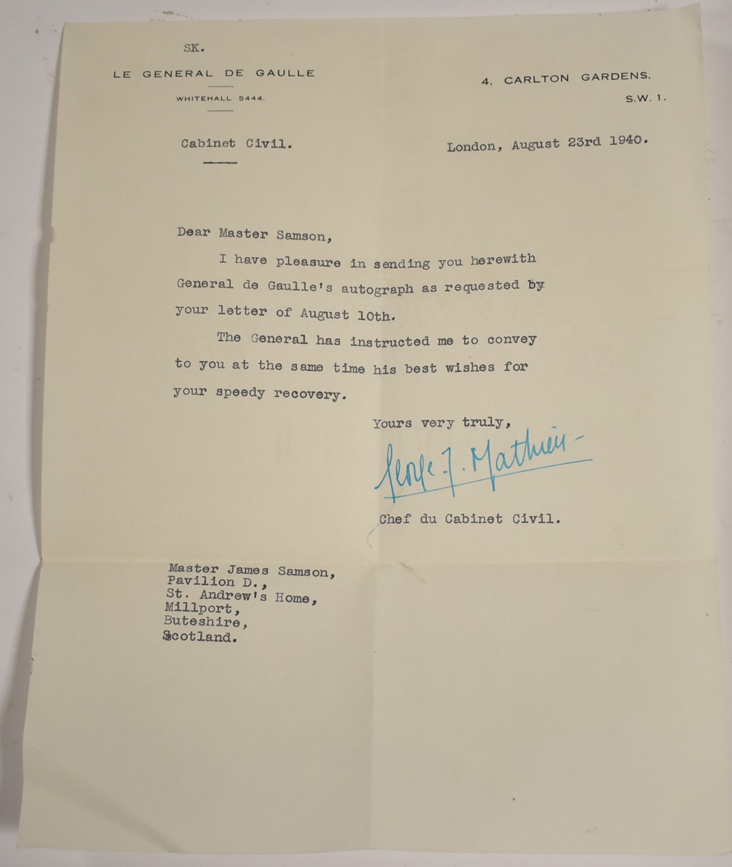 Lot 203 - Charles de Gaulle signature