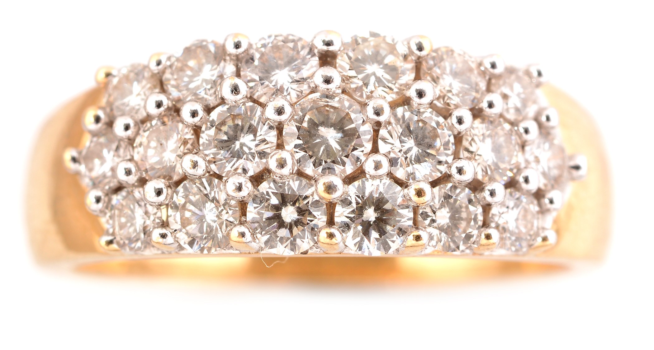 Lot 86 - Diamond three row dress ring