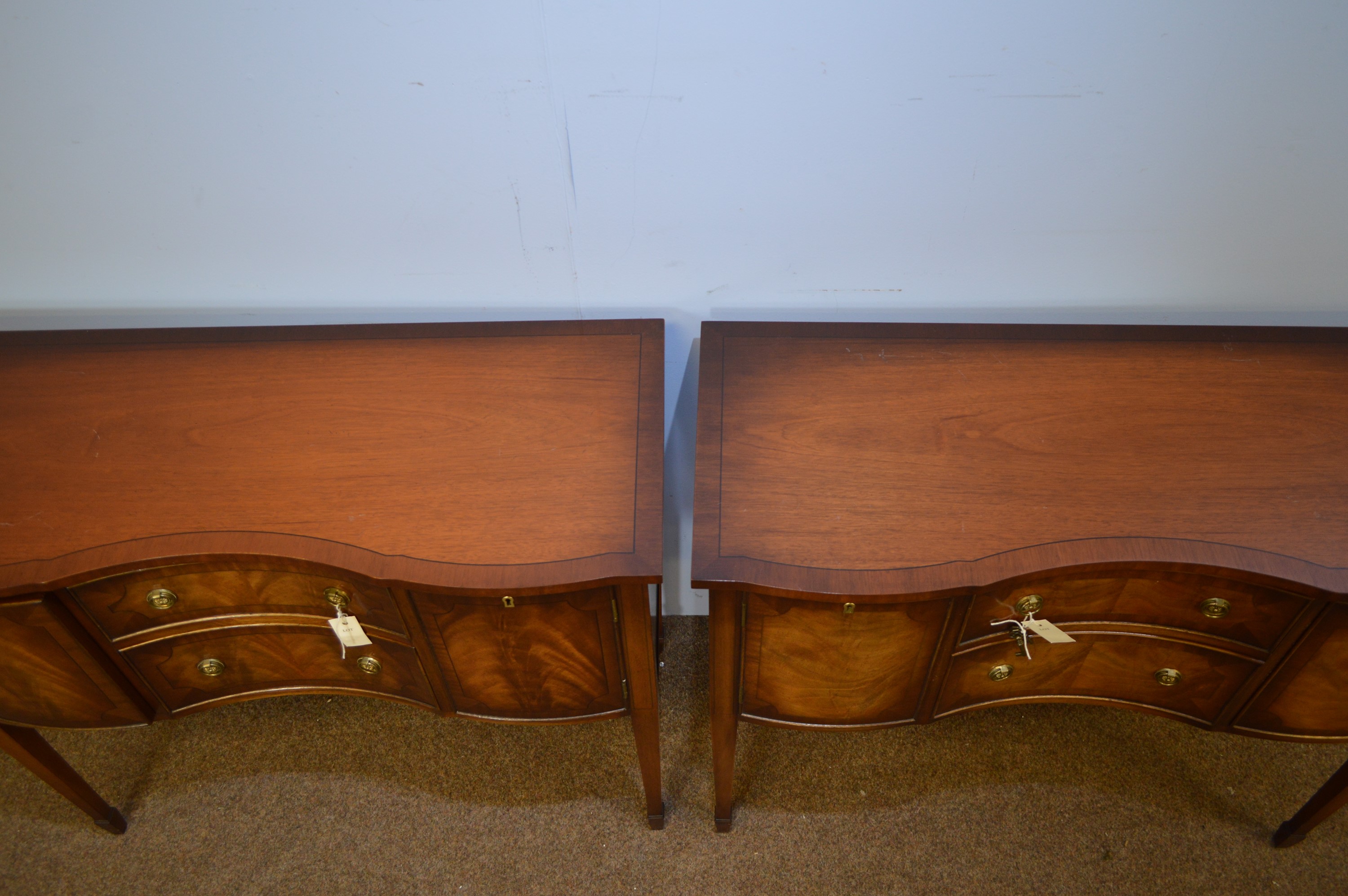 Lot 460 - Reprodux: pair of mahogany side cabinets.