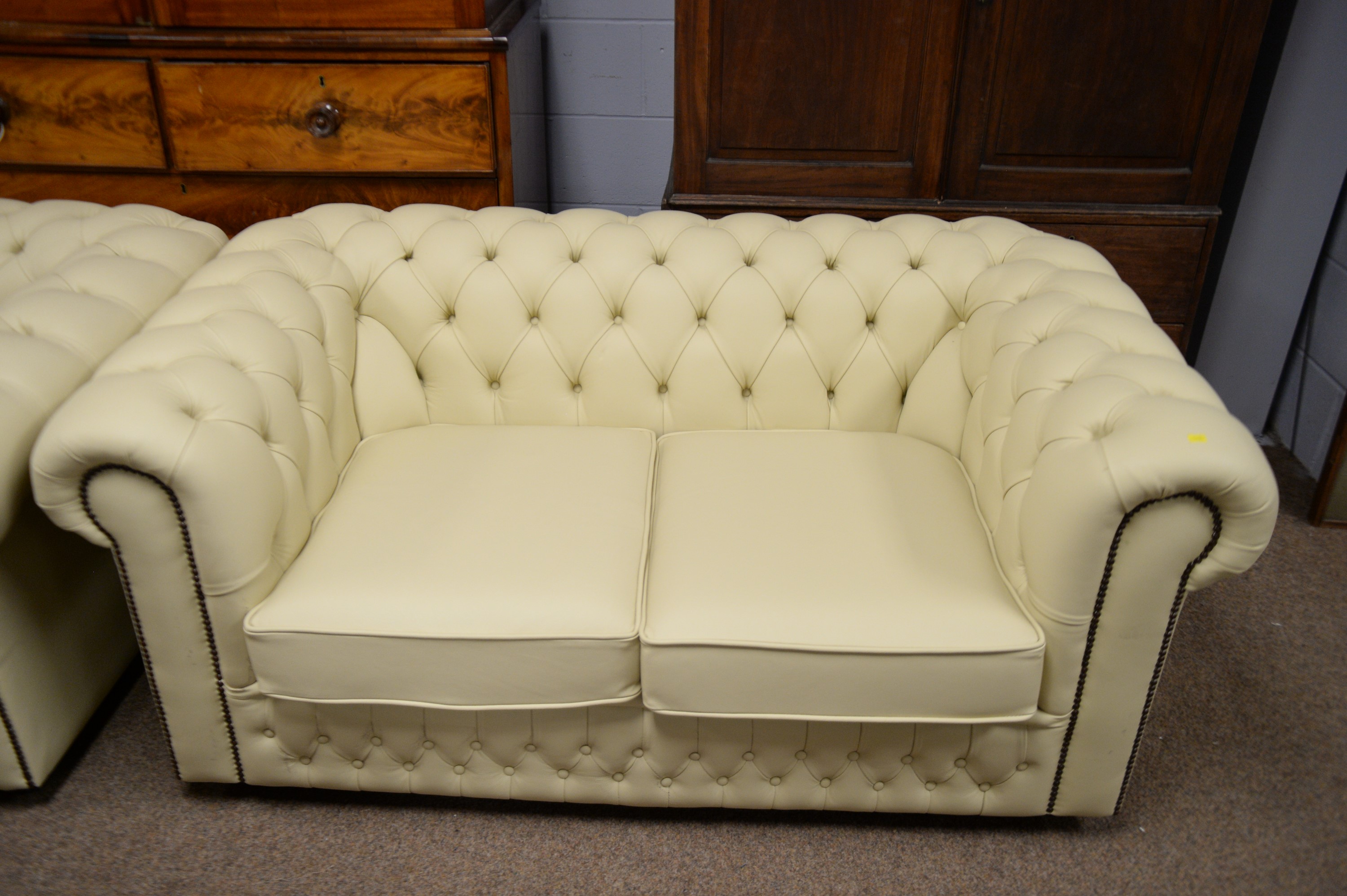 Lot 203 - Three-piece leather drawing room suite by