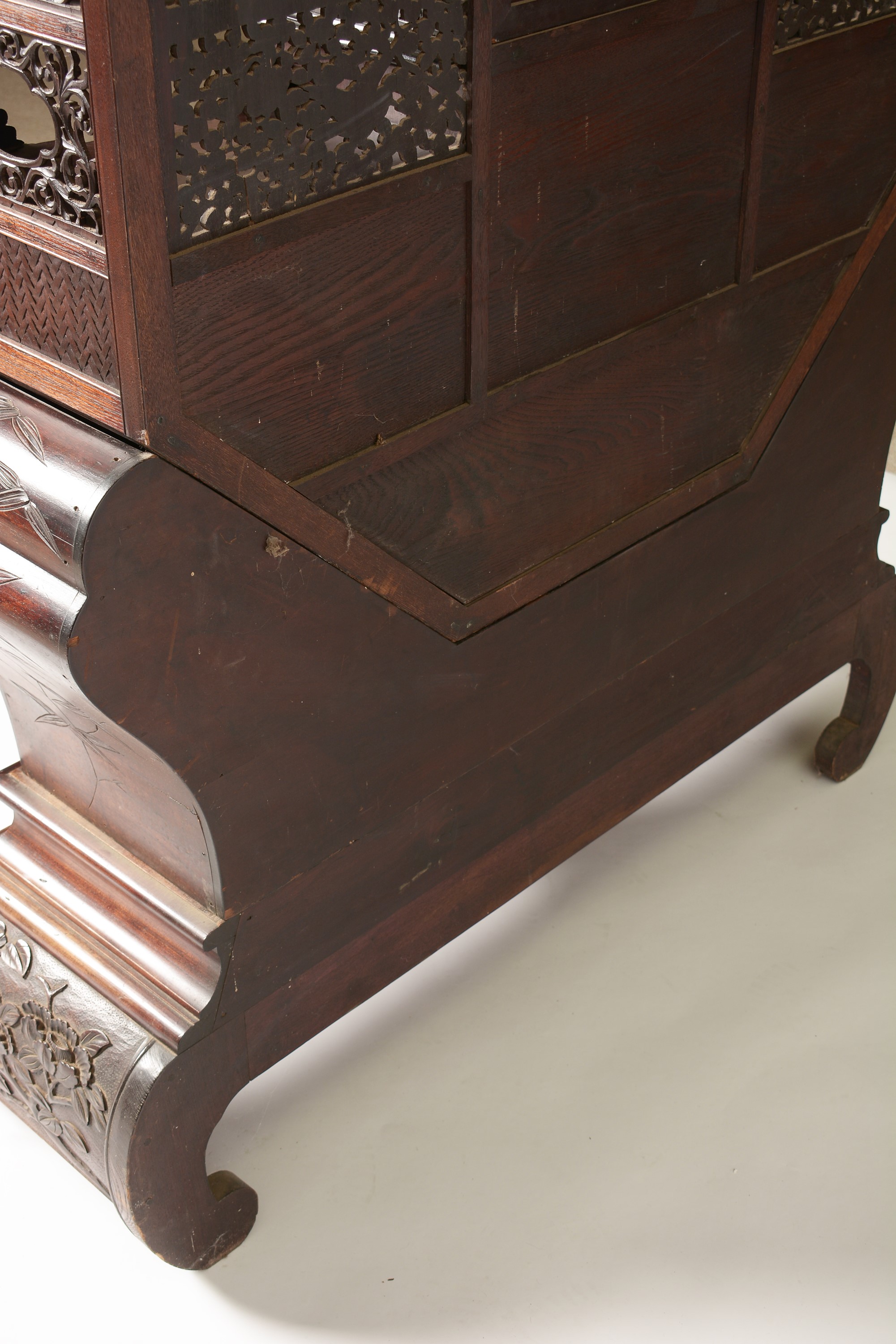 Lot 847 - A Japanese carved netsuke display cabinet.