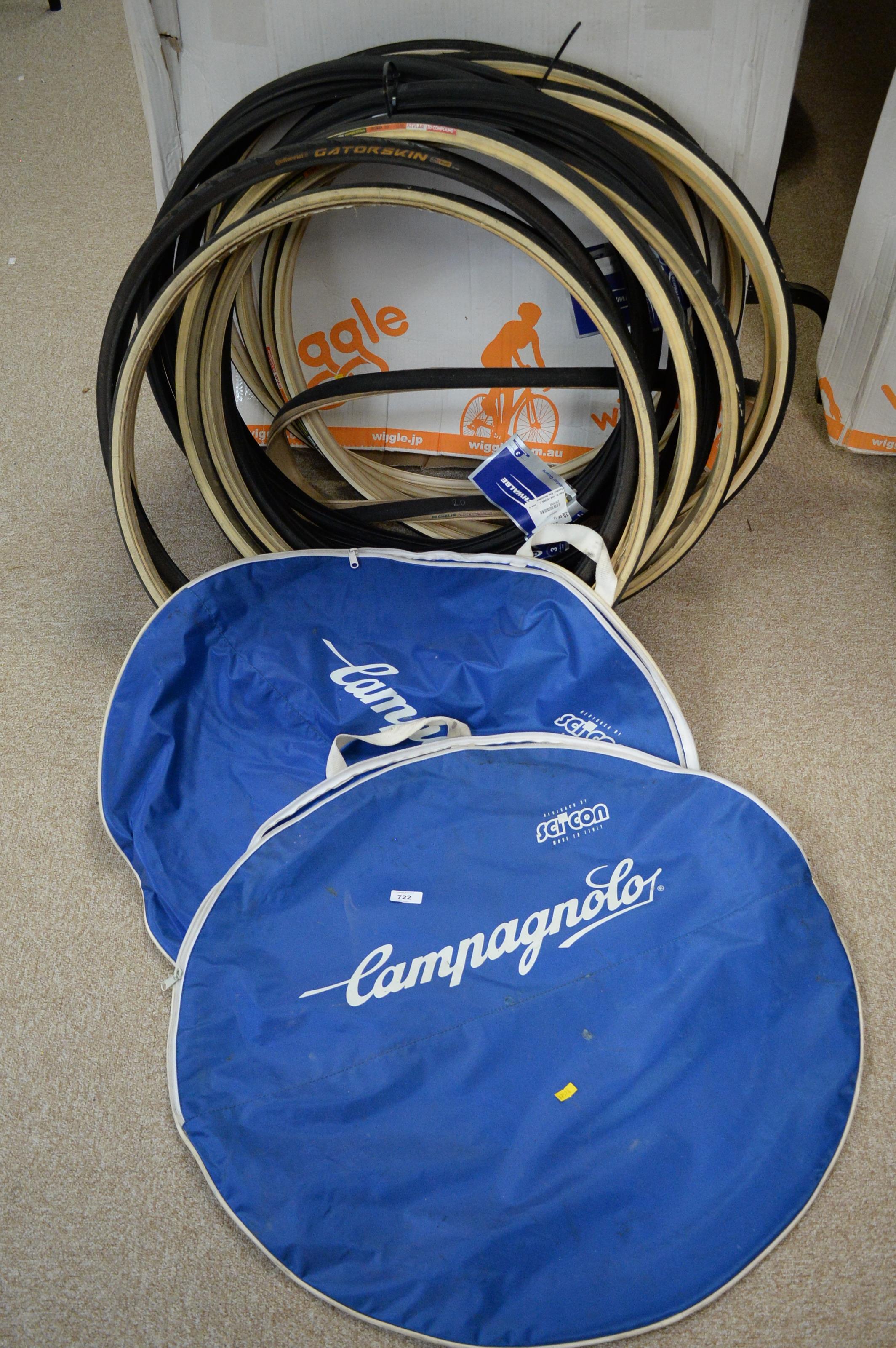 Lot 722 Road Bike Tyres And Two Campagnolo Wheel Lot 722 Road Bike Tyres And Two Campagnolo Wheel