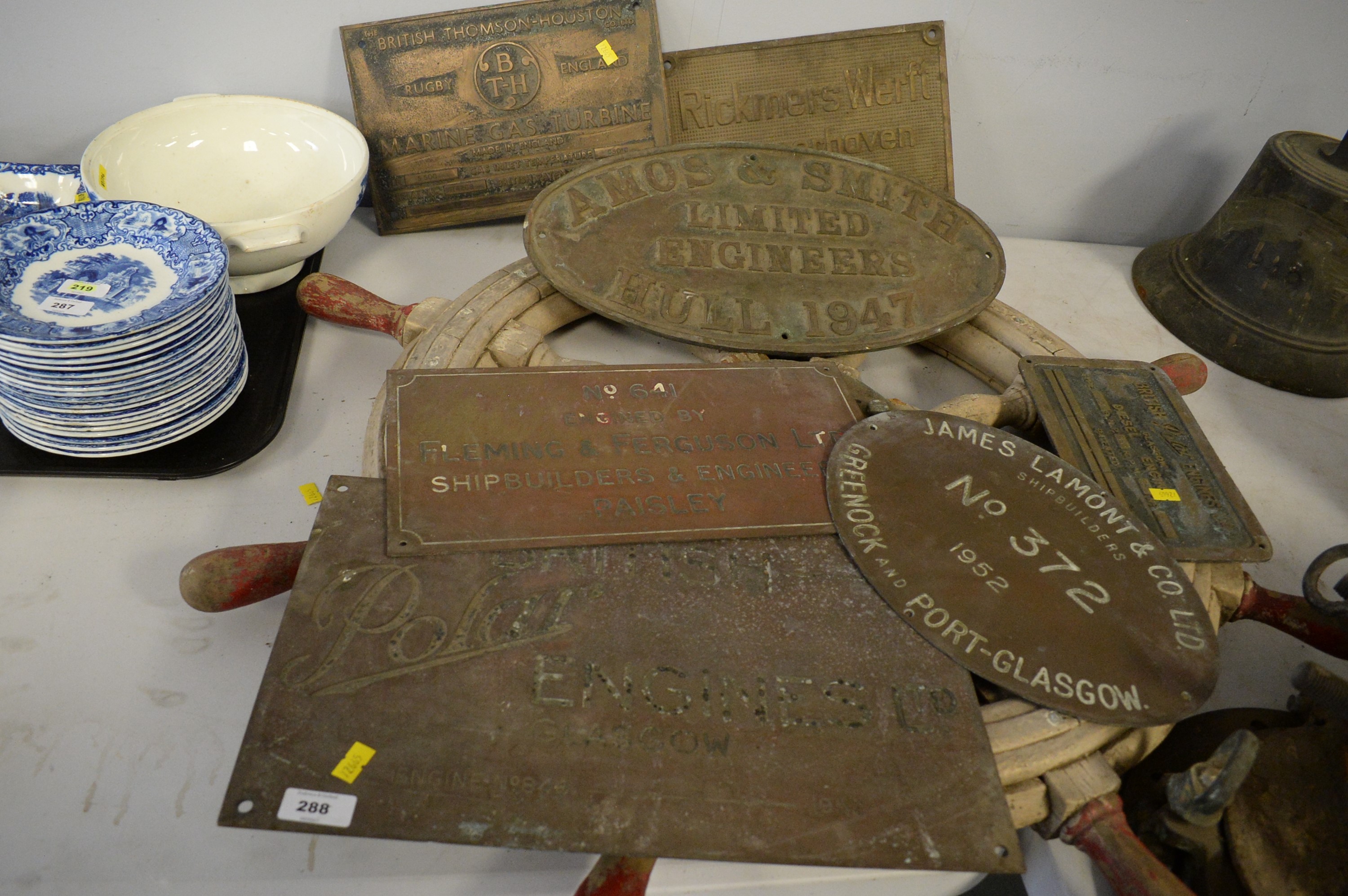 Lot 288 - A collection of ship builders plaques and a