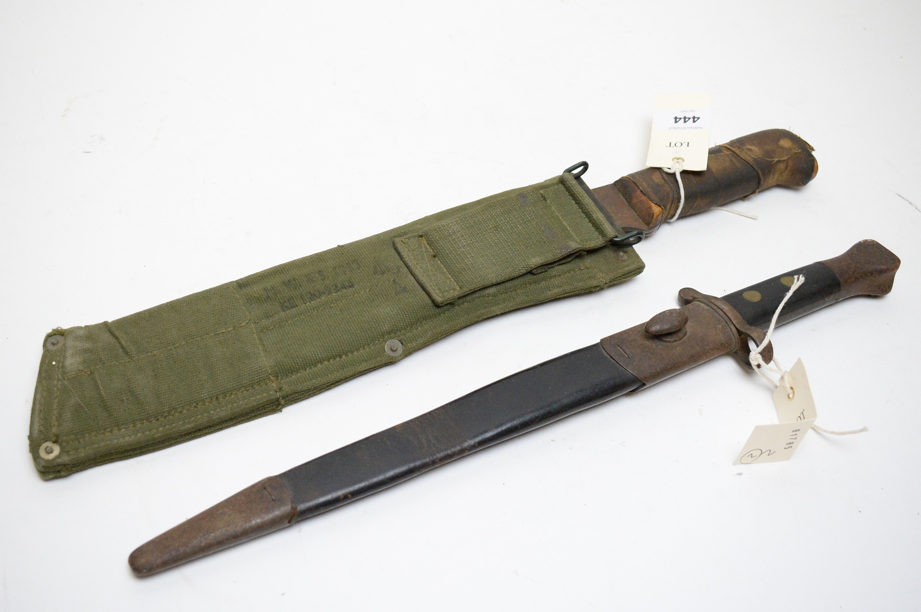 Lot 444 - Lee Enfield rifle bayonet; and Martindale