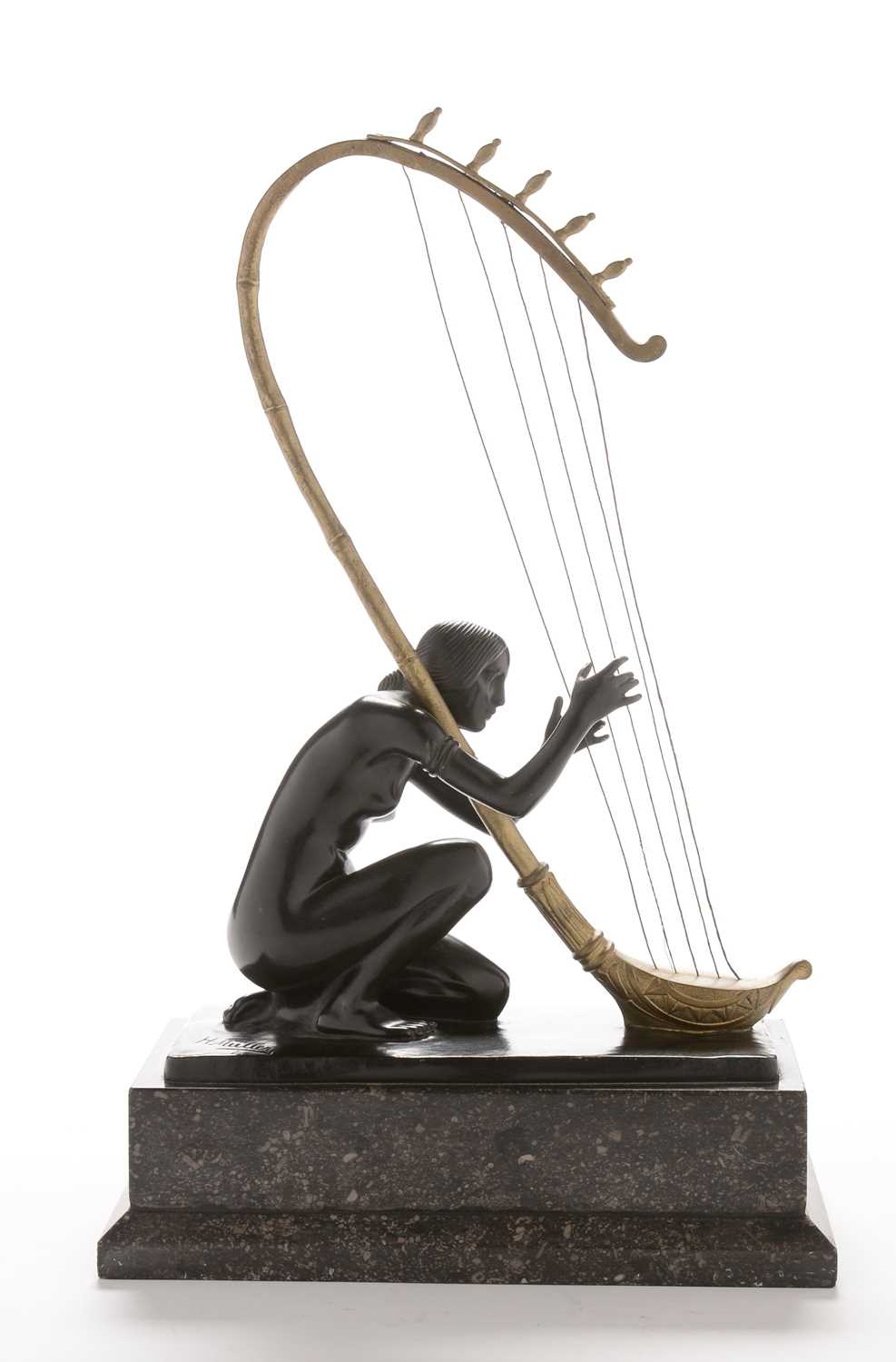 Lot 807 - Hans Muller Bronze harp player