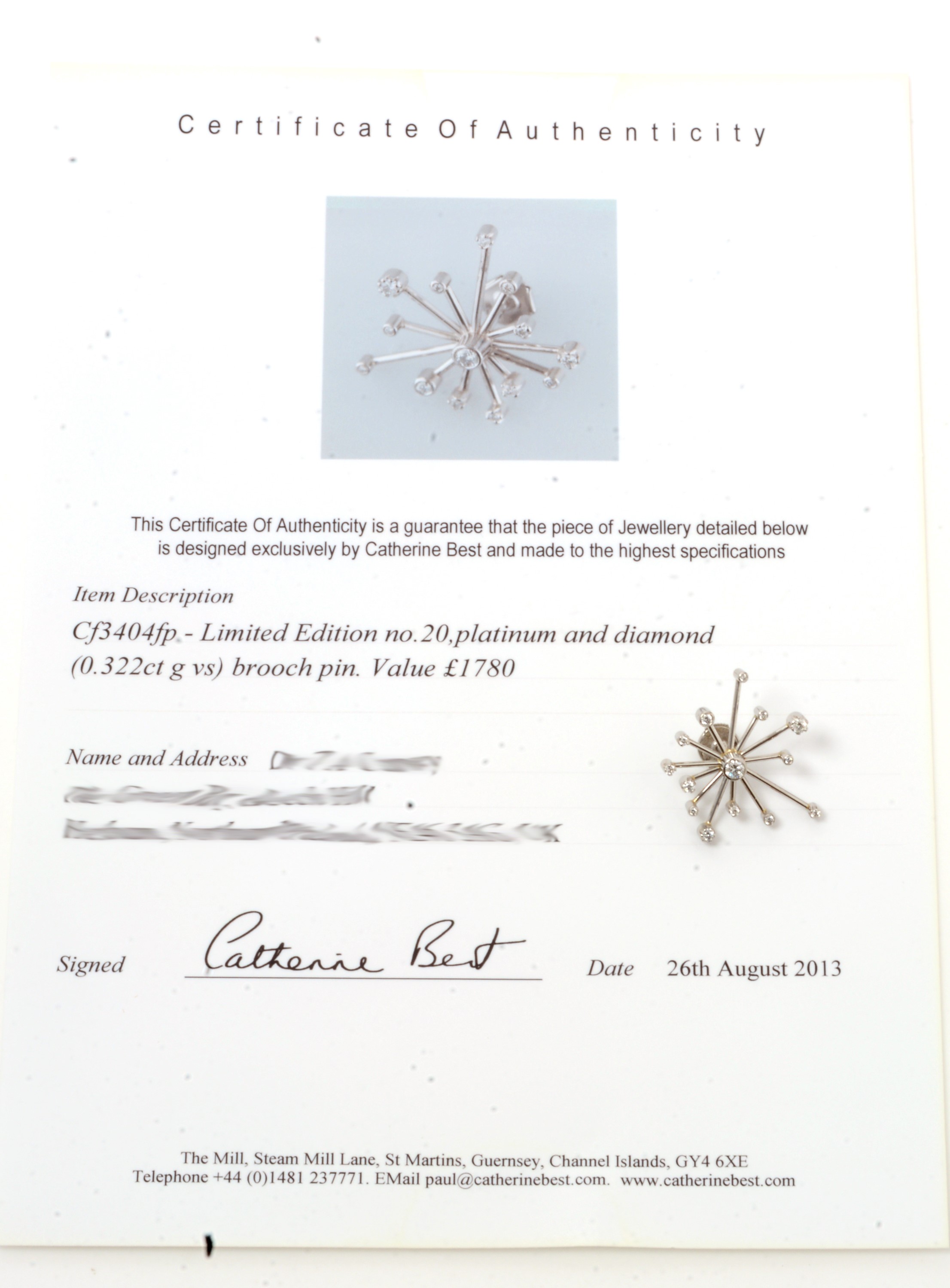 Lot 67 - A diamond brooch by Catherine Best,