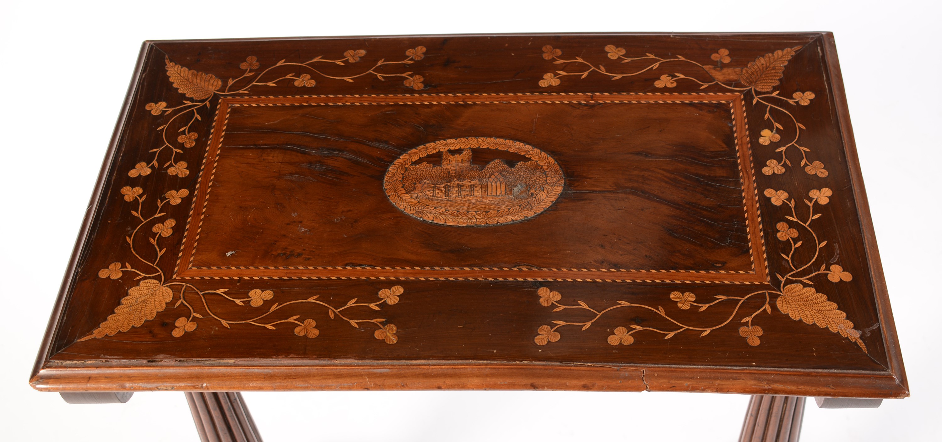 Lot 567 - An inlaid mahogany and yew wood Killarney