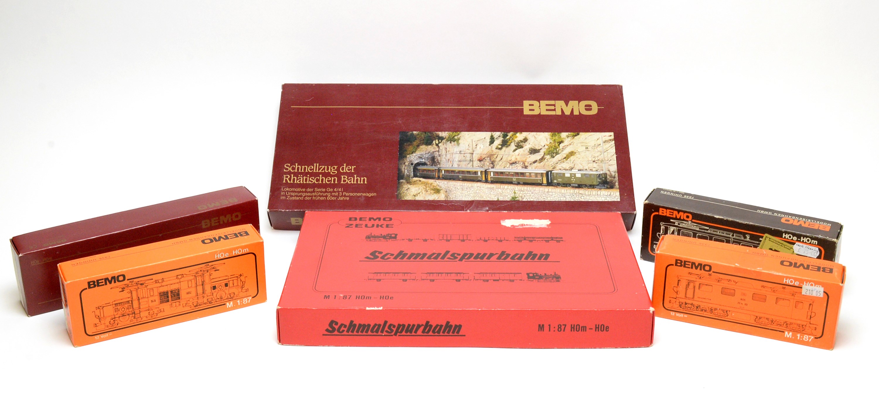 Lot 646 - Six Boxed Bemo HO-gauge trains.