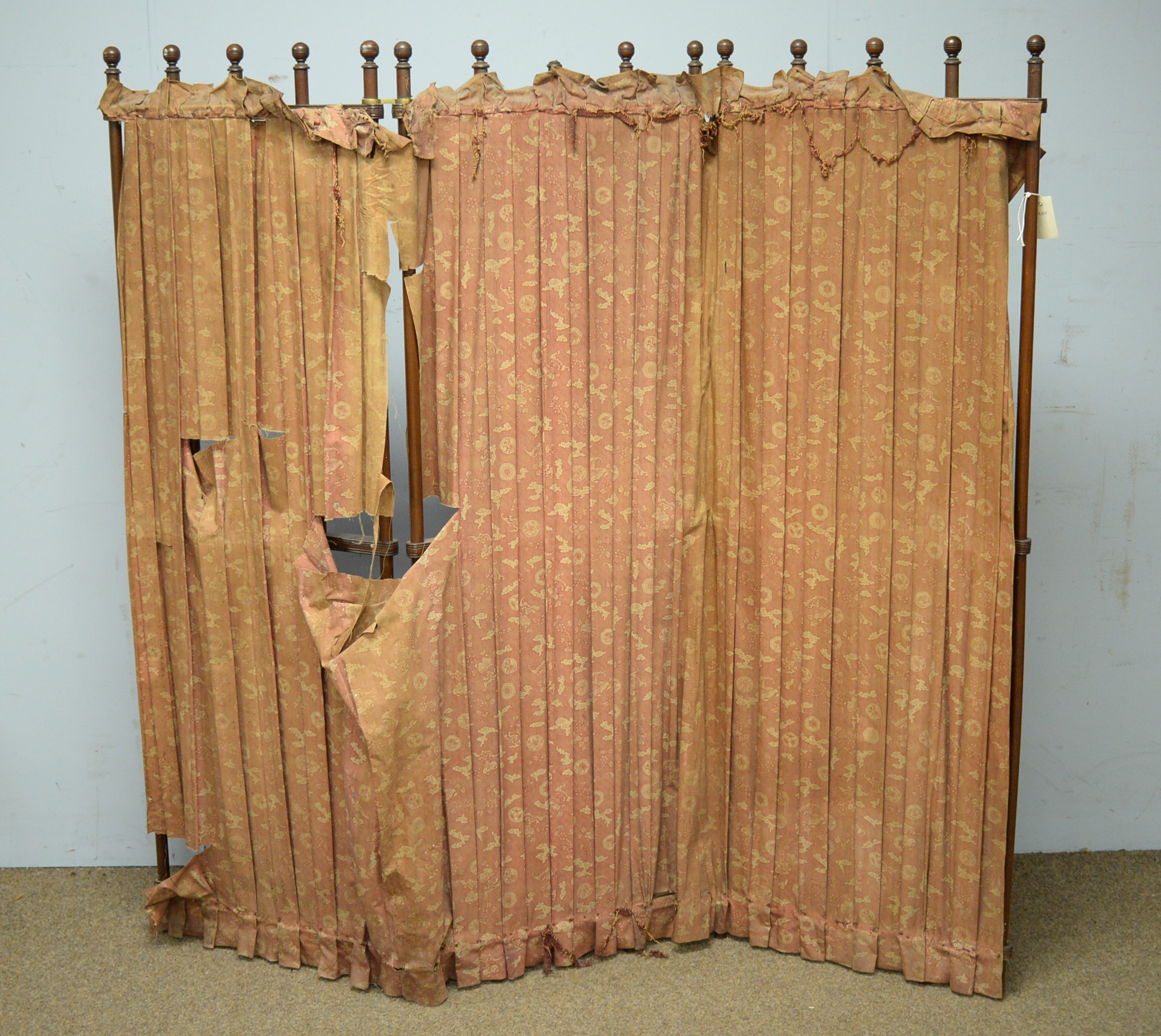 Lot 19 - Late 19th Century three fold dressing screen