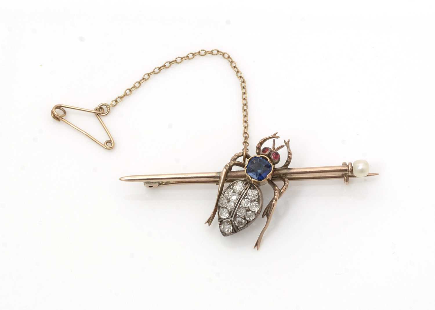 Lot 447 - A Victorian insect bug brooch,