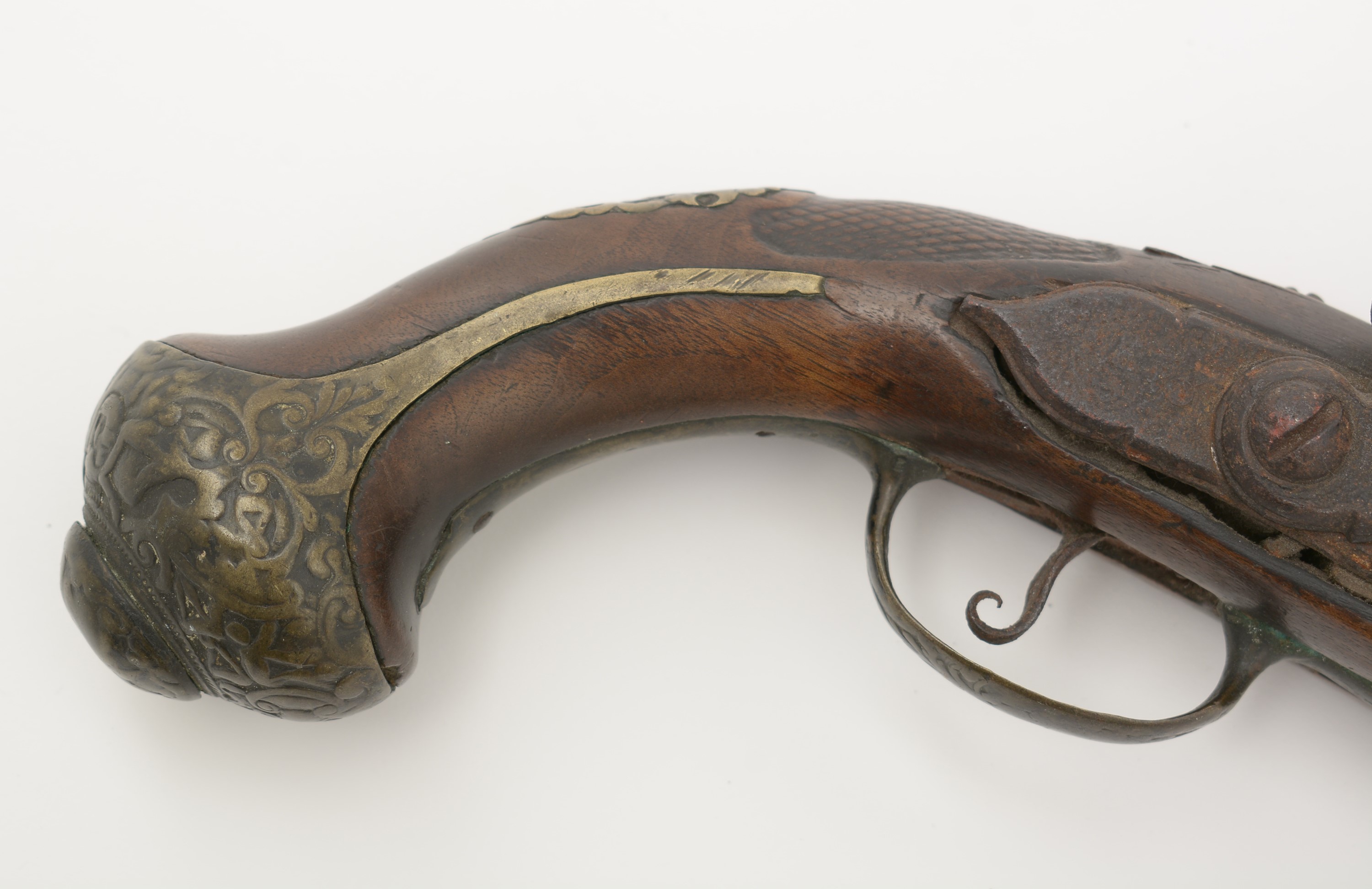 Lot 703 - A late 18th Century flintlock pistol,