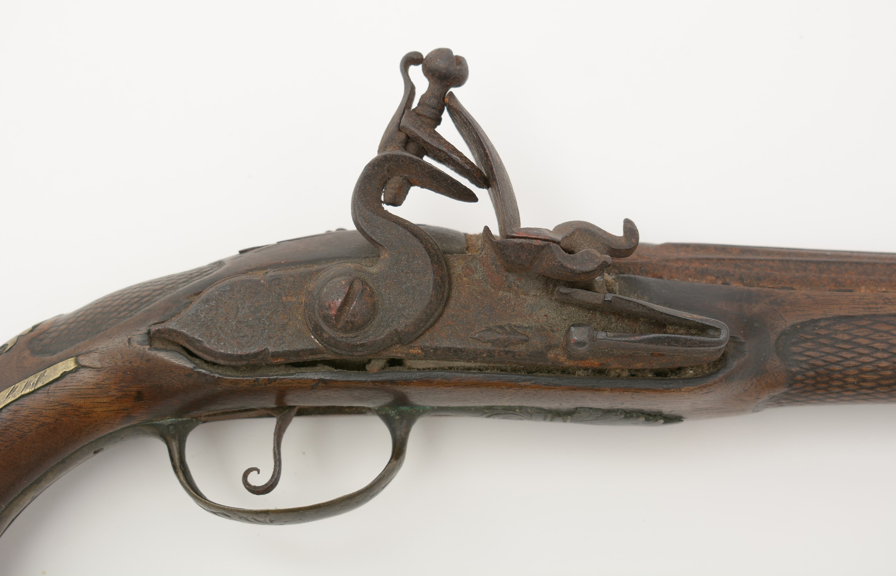 Lot 703 - A late 18th Century flintlock pistol,
