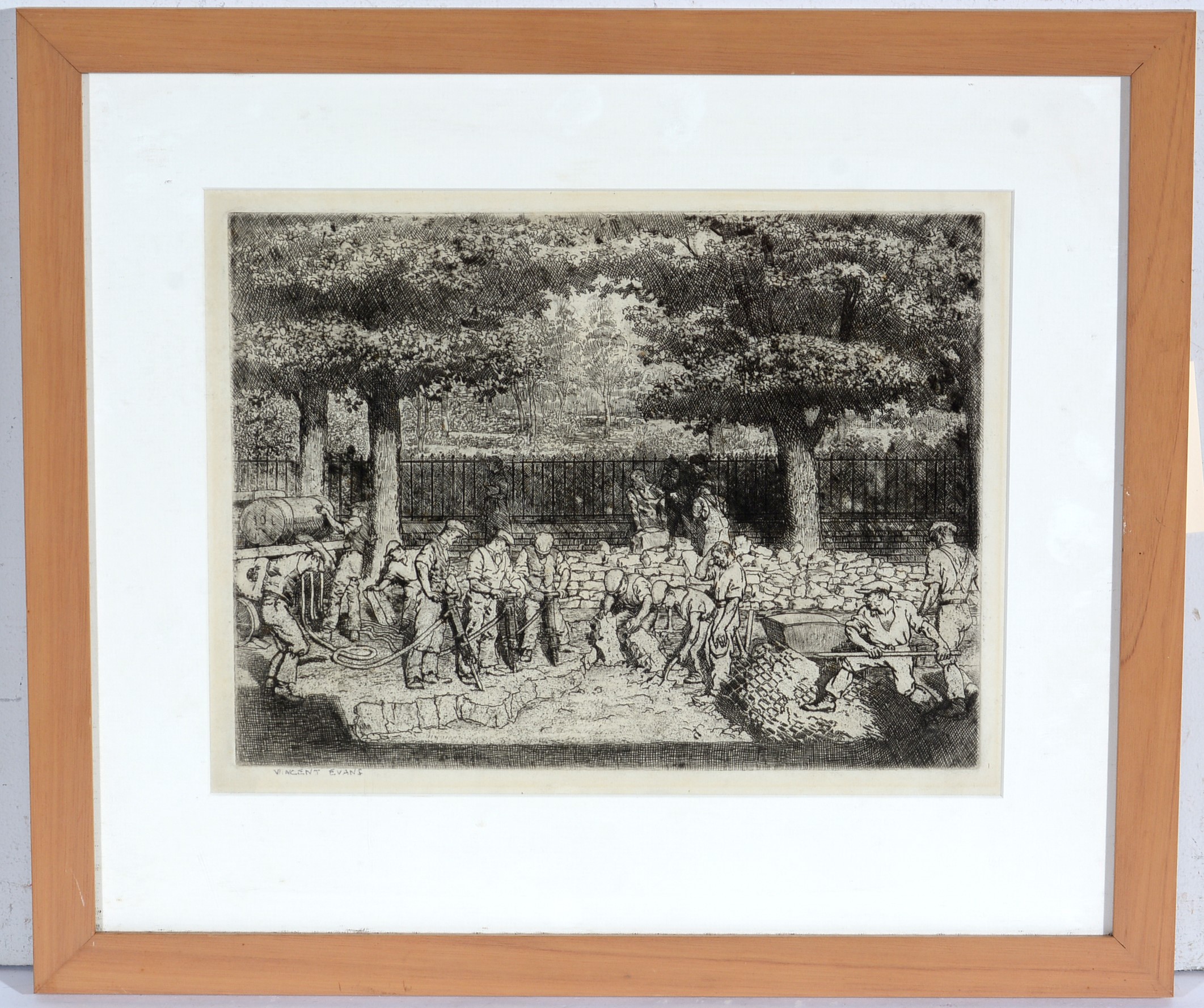 Lot 707 - Vincent Evans - Roadworkers | etching