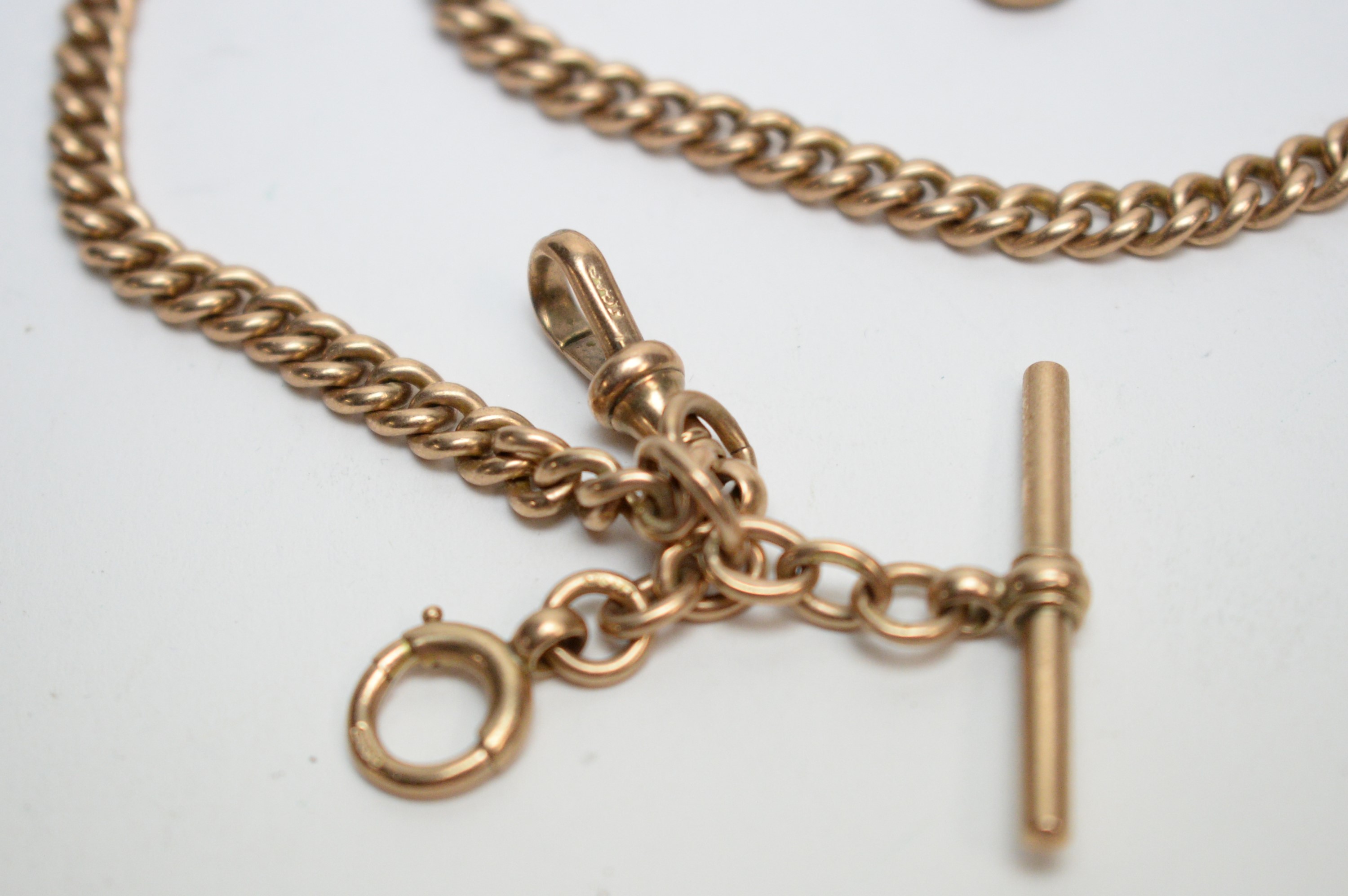 Lot 145 - A 9ct yellow gold Albert chain,