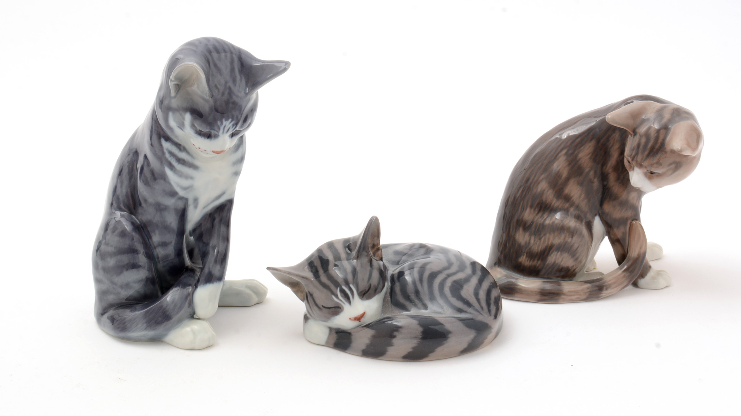 Lot 741 - Three Royal Copenhagen cats