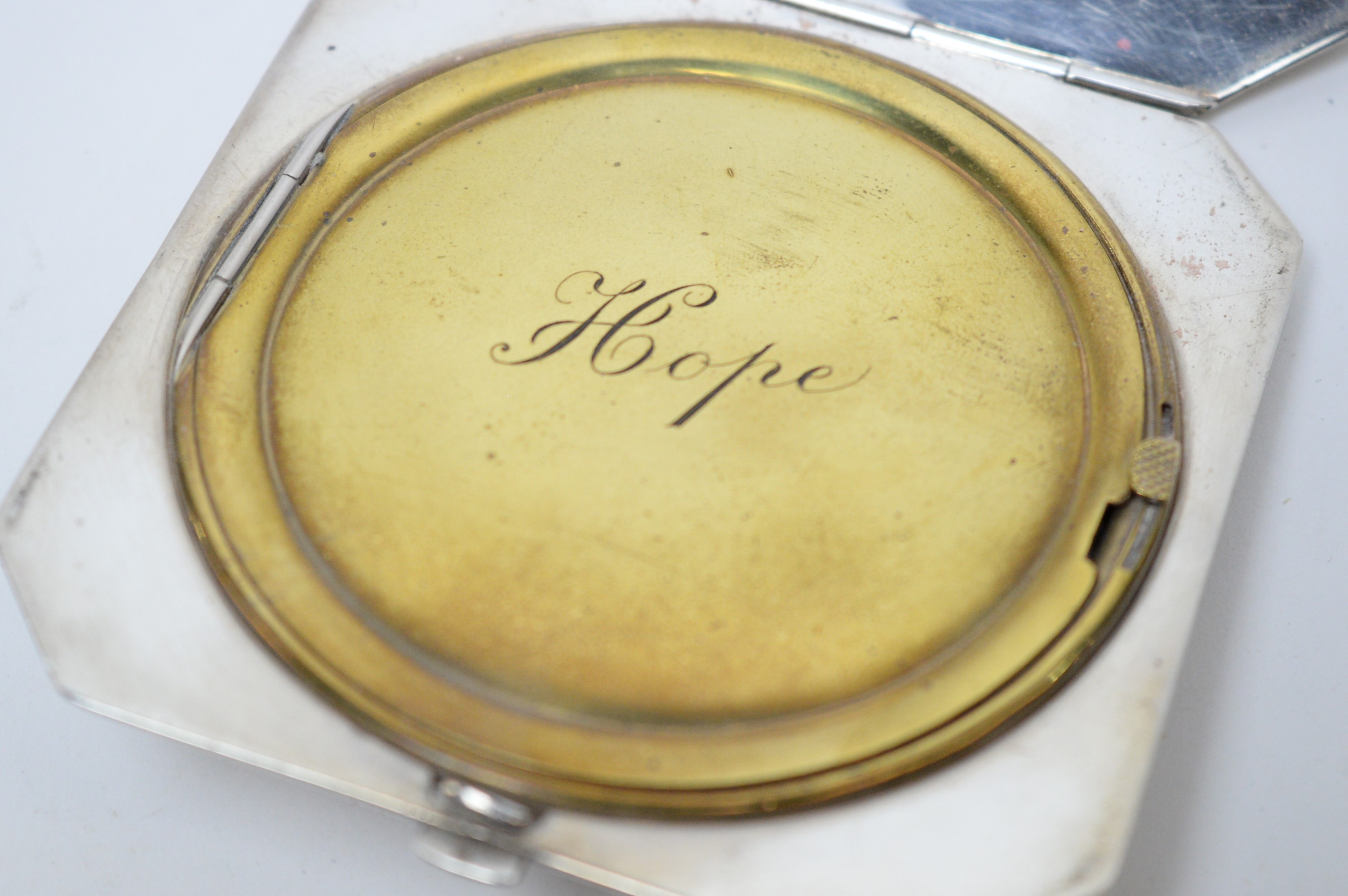 Lot 44 - A George V Art Deco silver powder compact