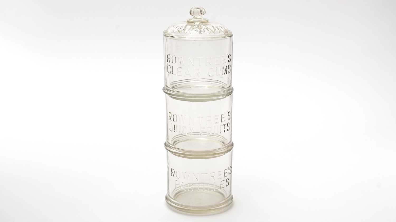 Lot 92 - A Rowntree's moulded glass stacking display