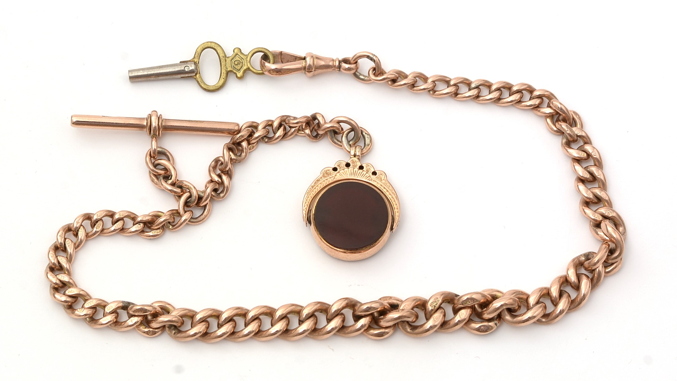 Lot 125 - A 9ct gold Albert watch chain