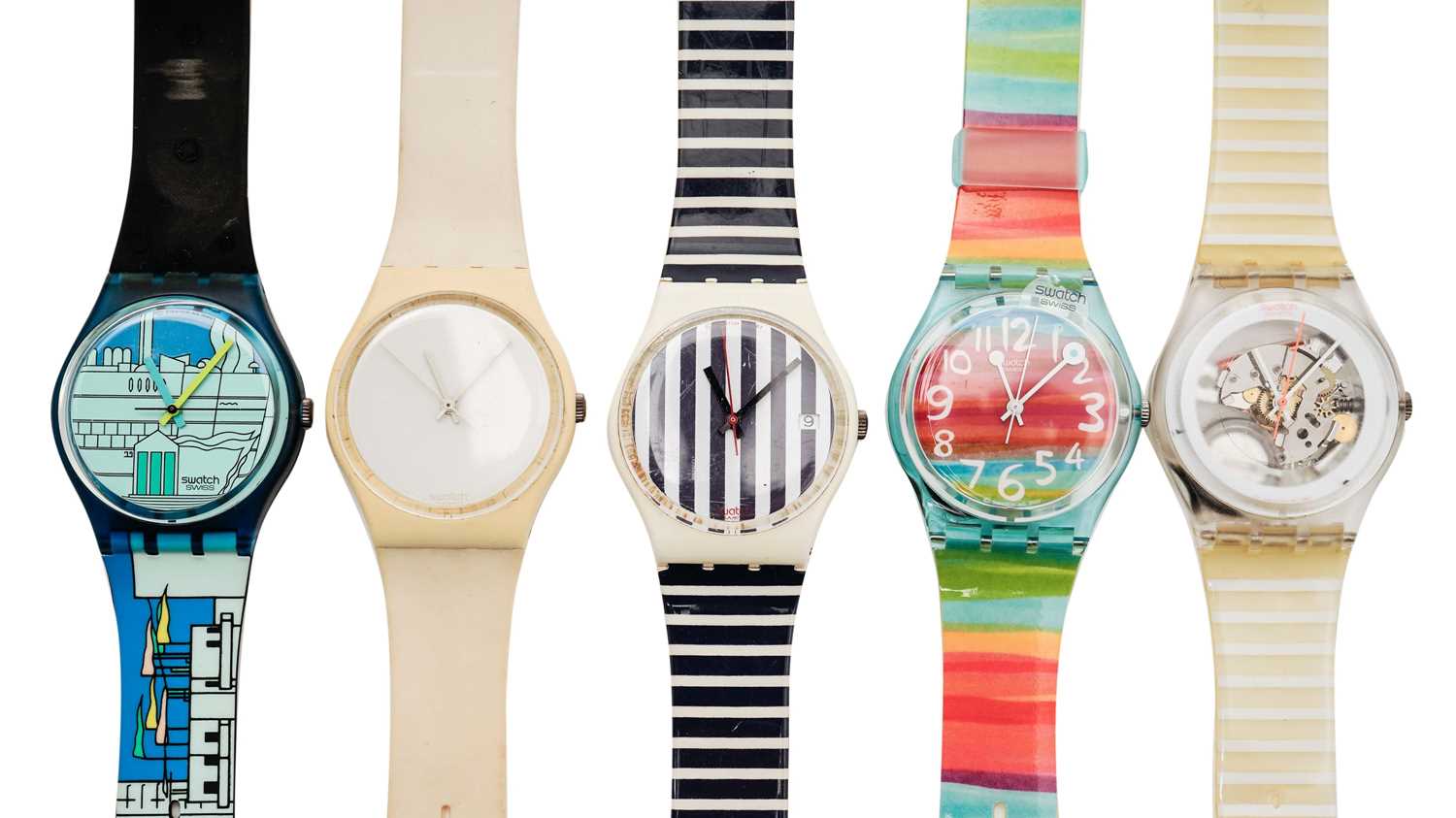 Lot 1052 - Five Swatch watches