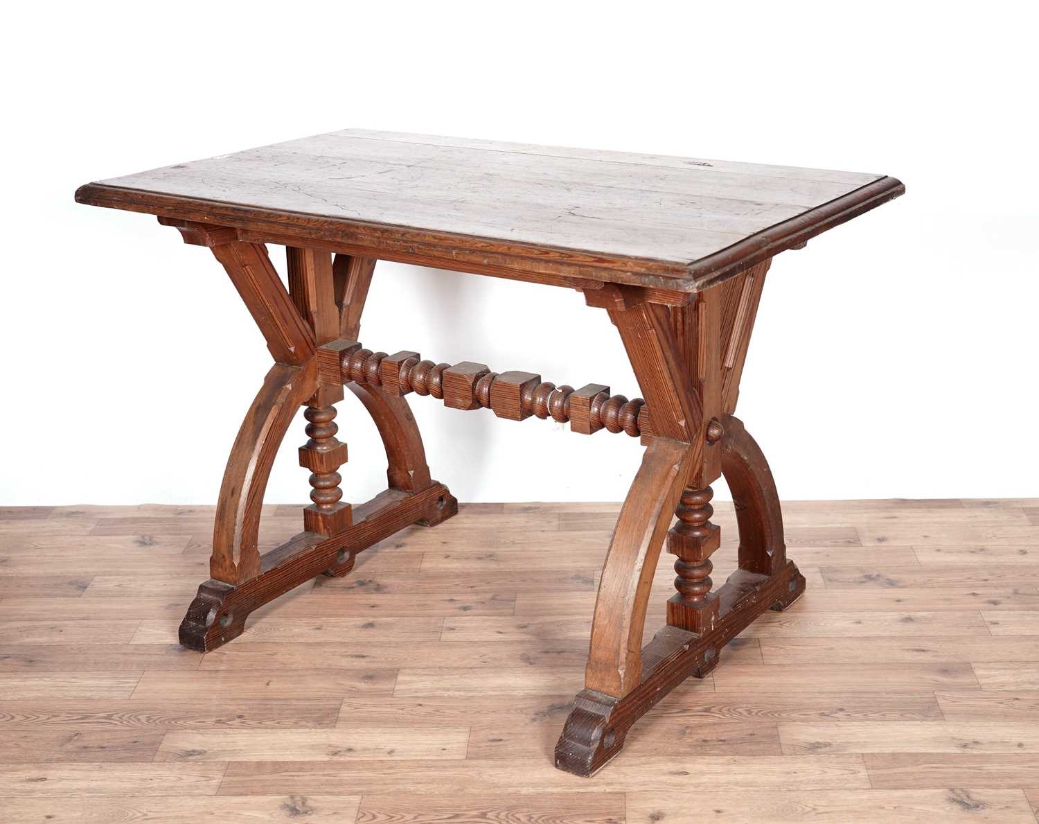 Lot 86 - A pitch pine ecclesiastical altar table, late