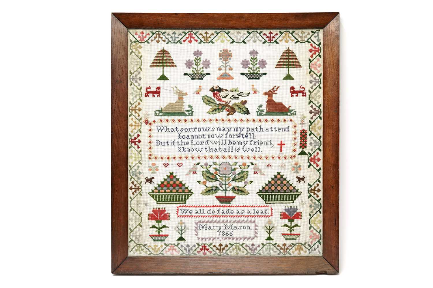 Lot 721 - A Victorian needlework motif sampler by Mary