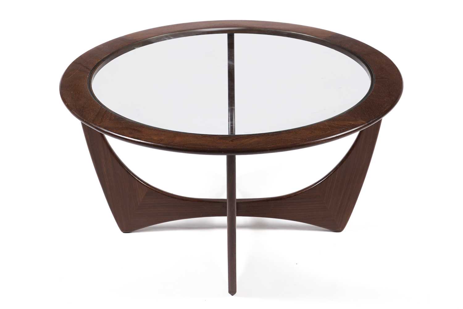 Lot 762 - A G-Plan teak circular ‘Astro’ glass topped