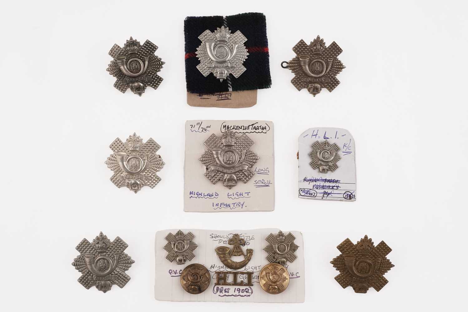 Lot 108 - Highland Light Infantry cap badges, collar