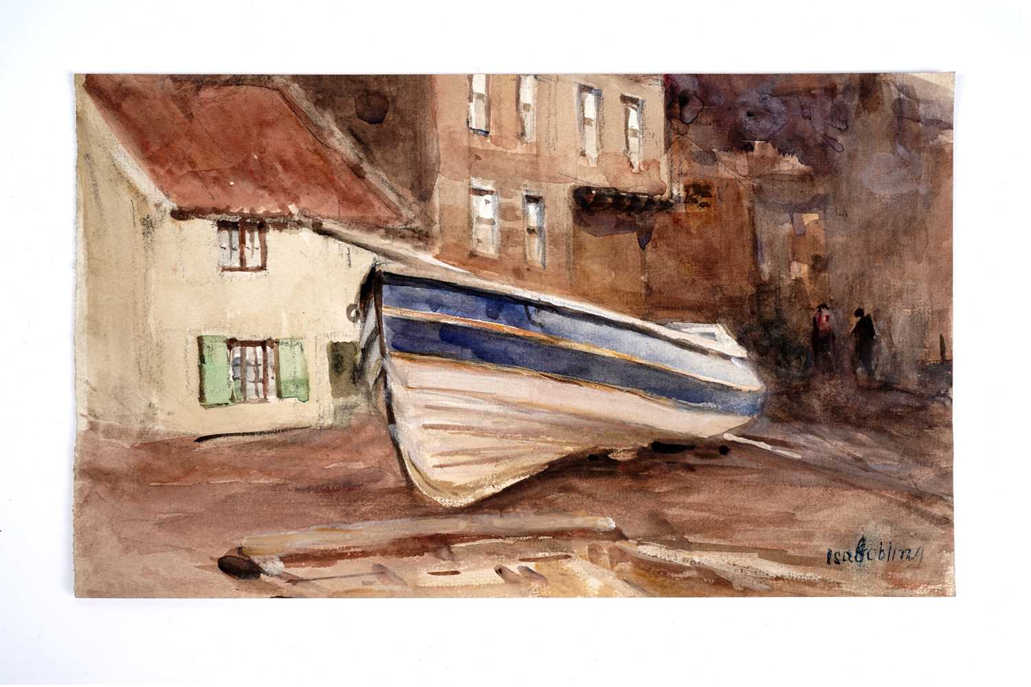 Lot 777 - Isa Jobling - A Beached Boat | watercolour