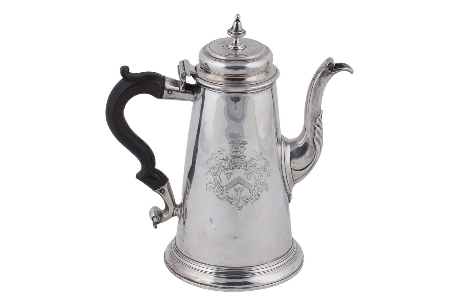 Lot 80 - A George II silver coffee pot of tapering