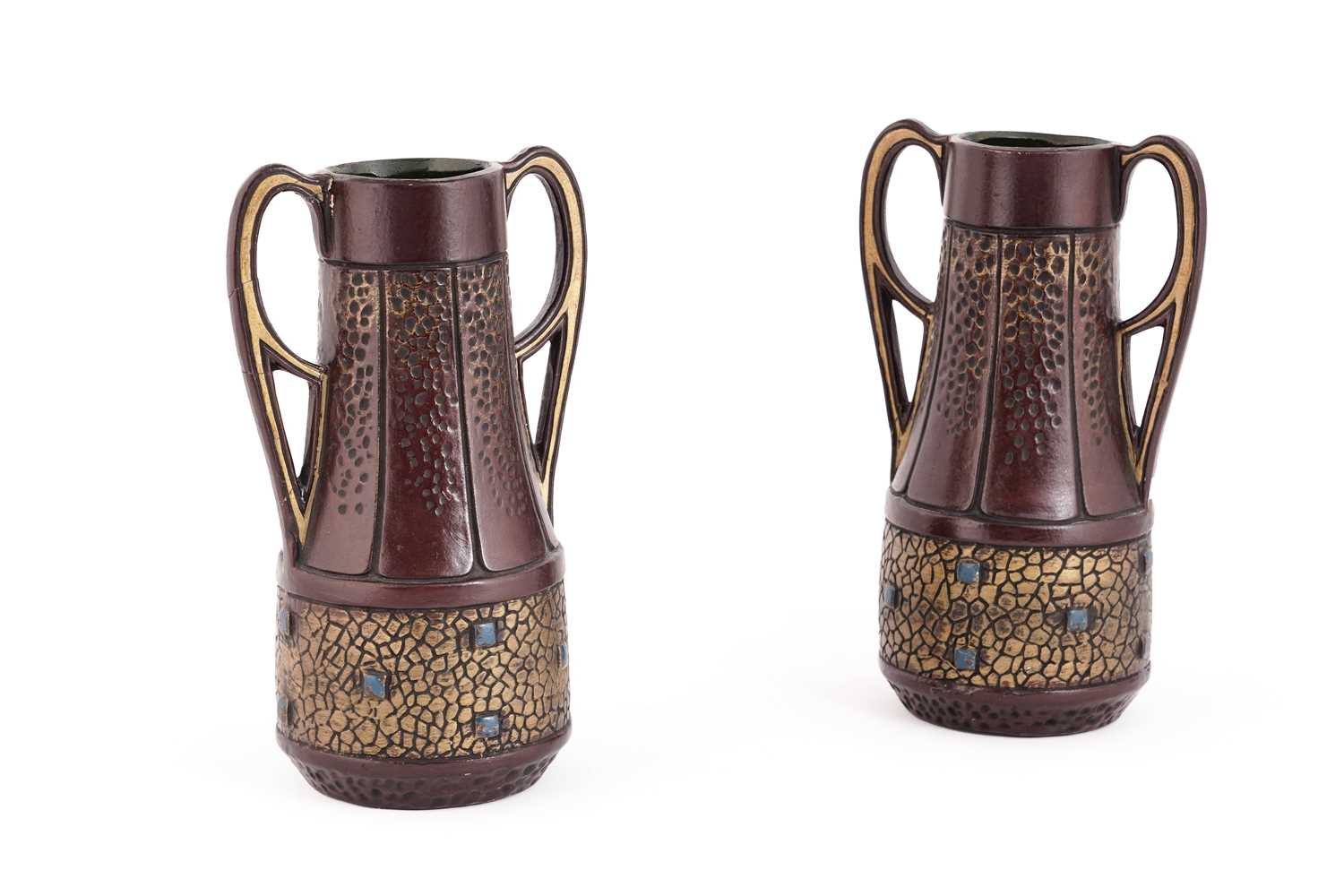 Lot 60 - A pair of Bretby Clanta ware vases