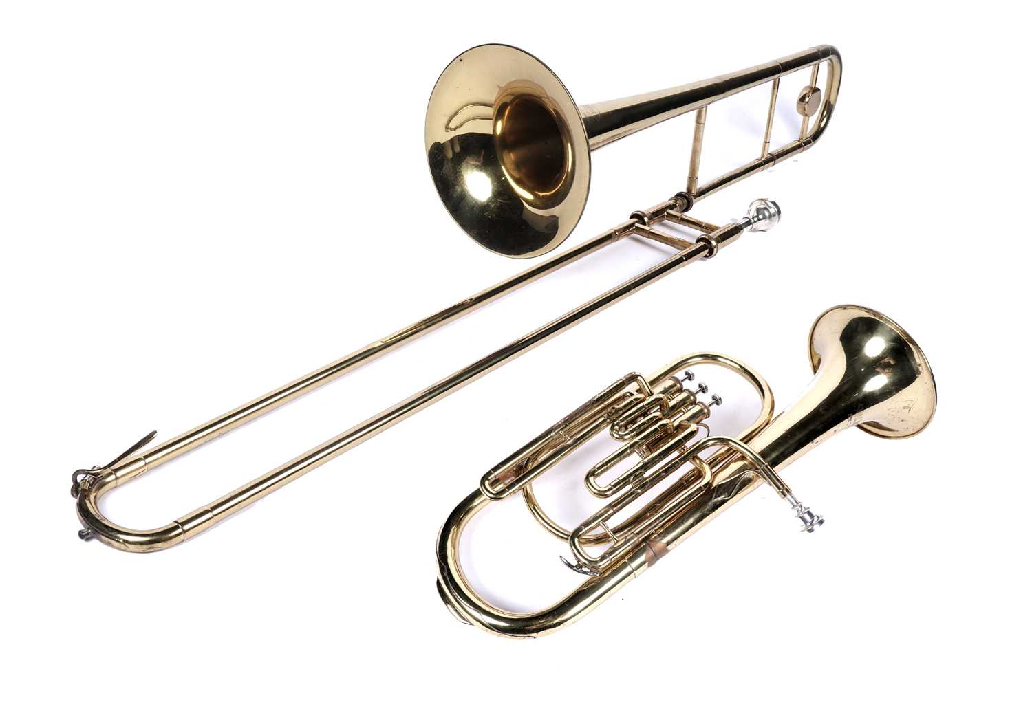 Lot 17 - A baritone horn; and a trombone