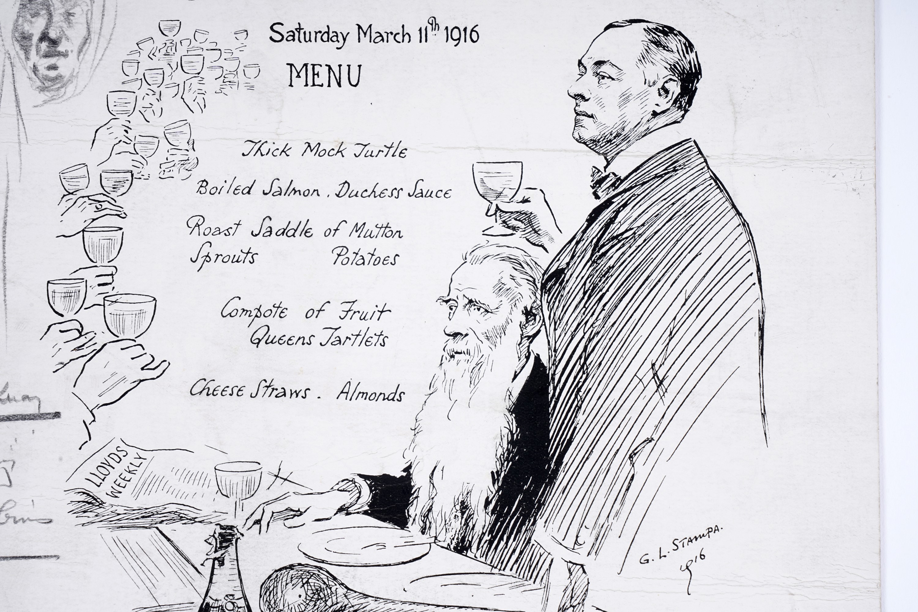 Lot 617 - Lance Thackeray illustrated menu for The